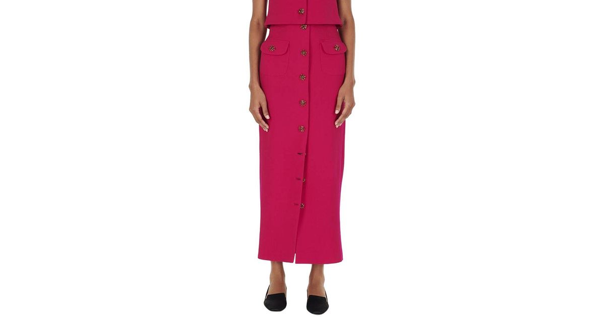 Adam Lippes Dakota Wool Skirt in Pink | Lyst UK