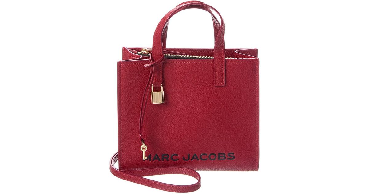 Marc Jacobs Mini Bold Grind Leather Tote in Red | Lyst