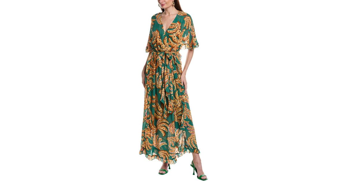 FARM Rio Green Raining Bananas Maxi Wrap Dress | Lyst