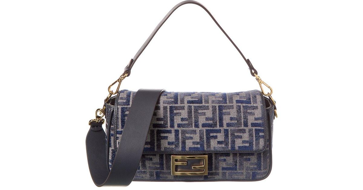 Fendi Baguette Ff Chenille & Leather Shoulder Bag in Metallic | Lyst