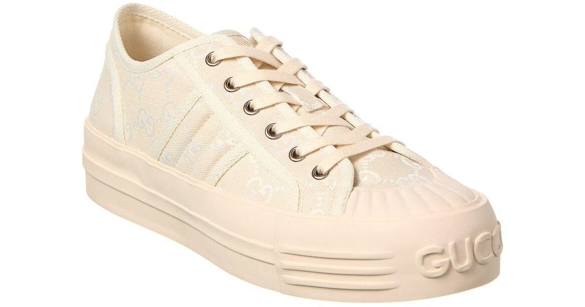 Gucci Chunky Gg Canvas & Leather Sneaker in Natural | Lyst