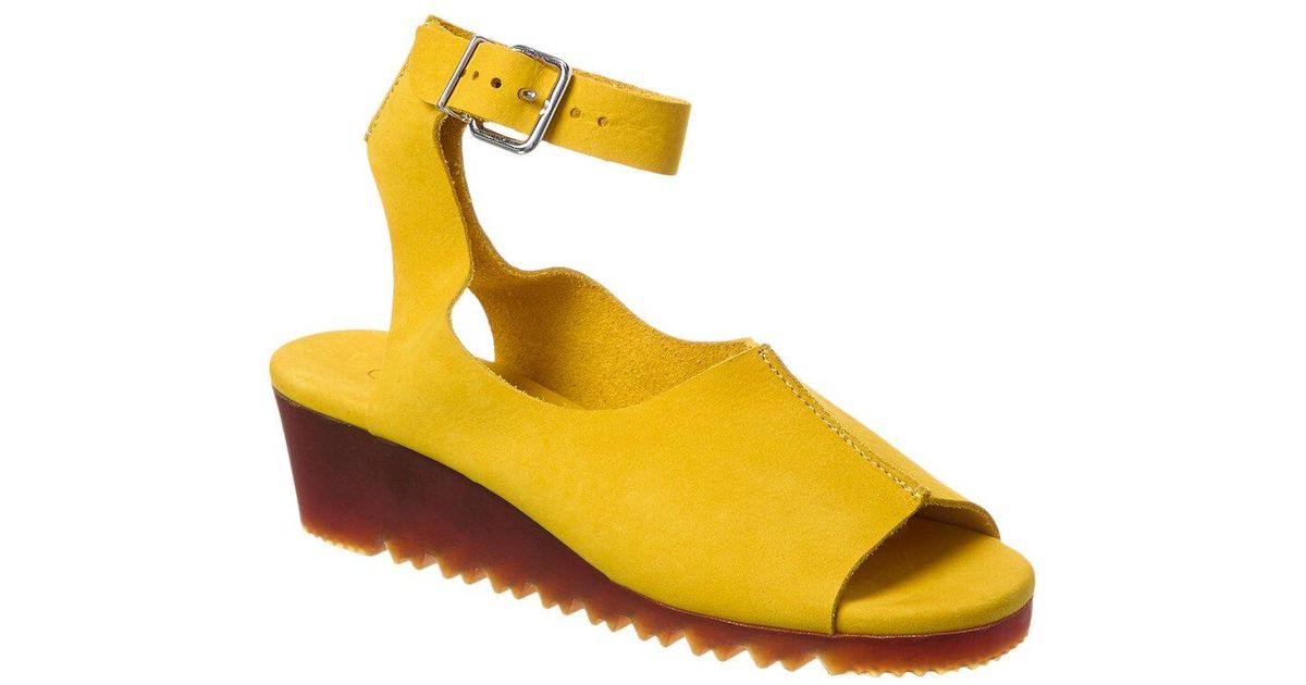Arche Baliko Suede Wedge Sandal in Yellow | Lyst UK