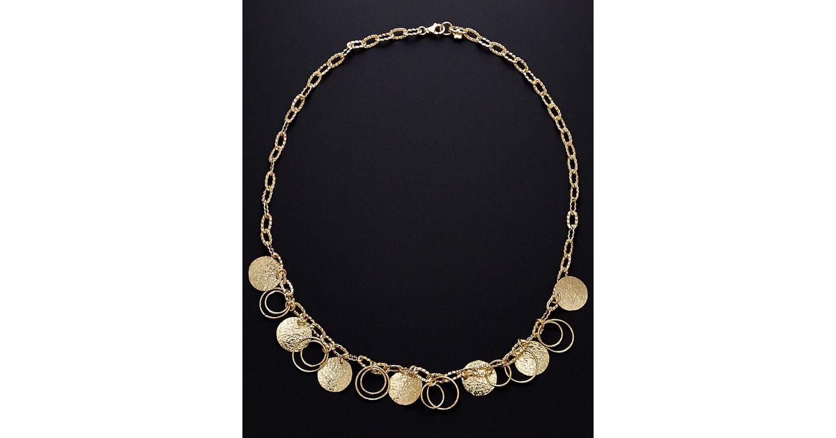 Italian Gold 14K Coin Necklace in Blue | Lyst UK
