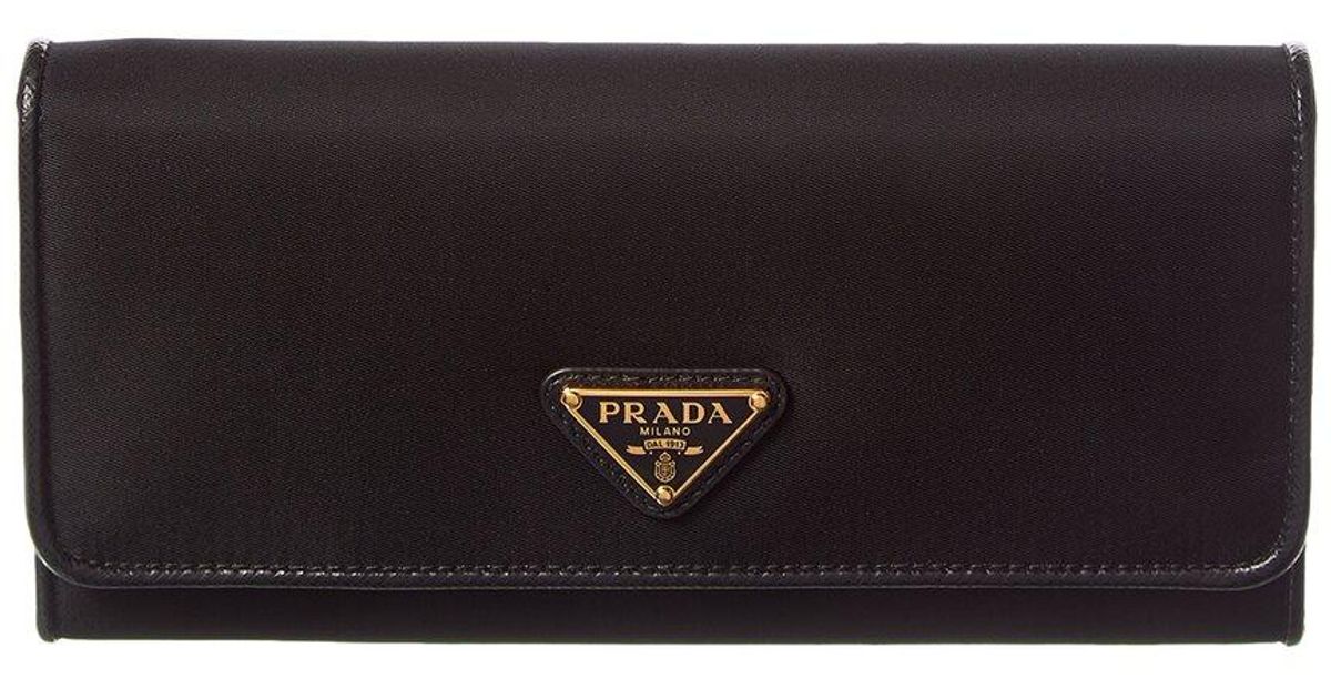 Prada Logo Tessuto & Leather Continental Wallet in Gray | Lyst