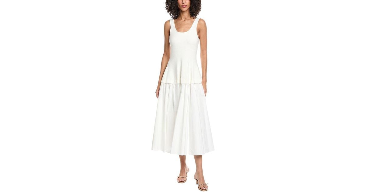 Jonathan Simkhai Silas Knit Bodice Midi Dress in White | Lyst UK