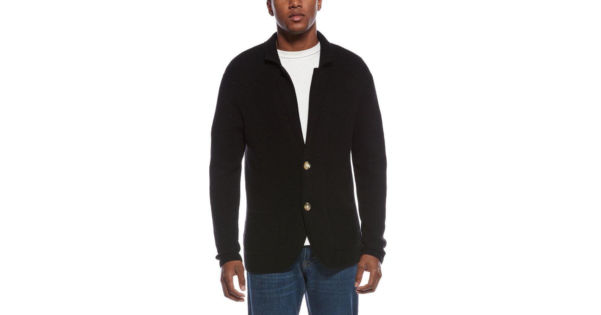 Kier + J Waffle Stitch Wool Blazer in Black for Men | Lyst