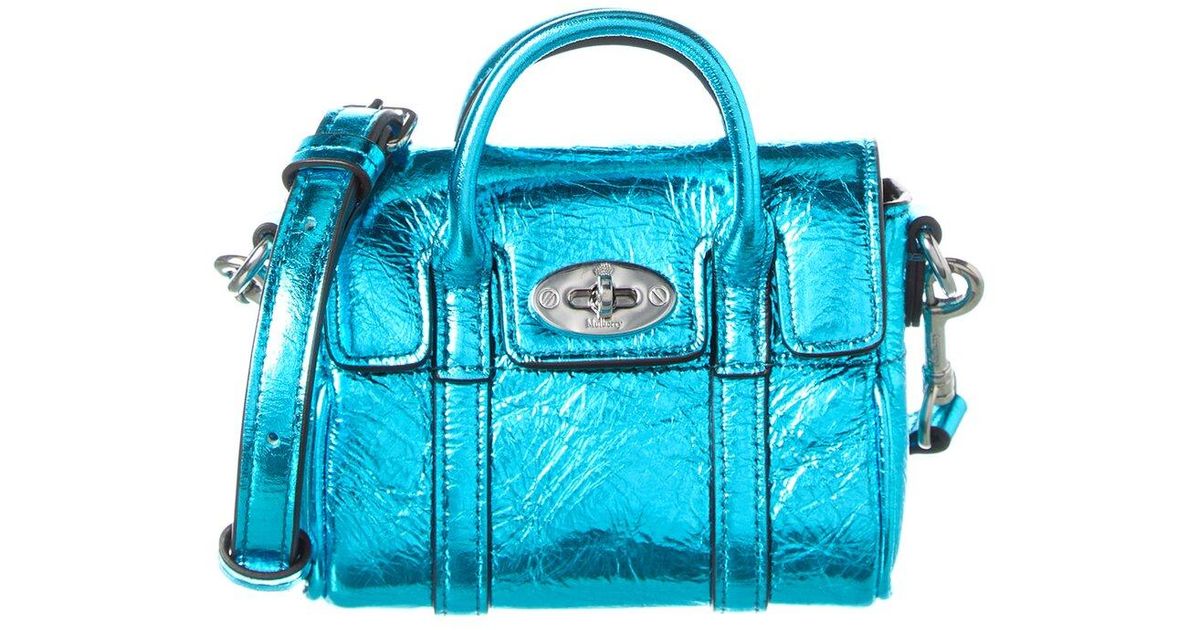 Mulberry Bayswater Micro Leather Satchel in Blue | Lyst