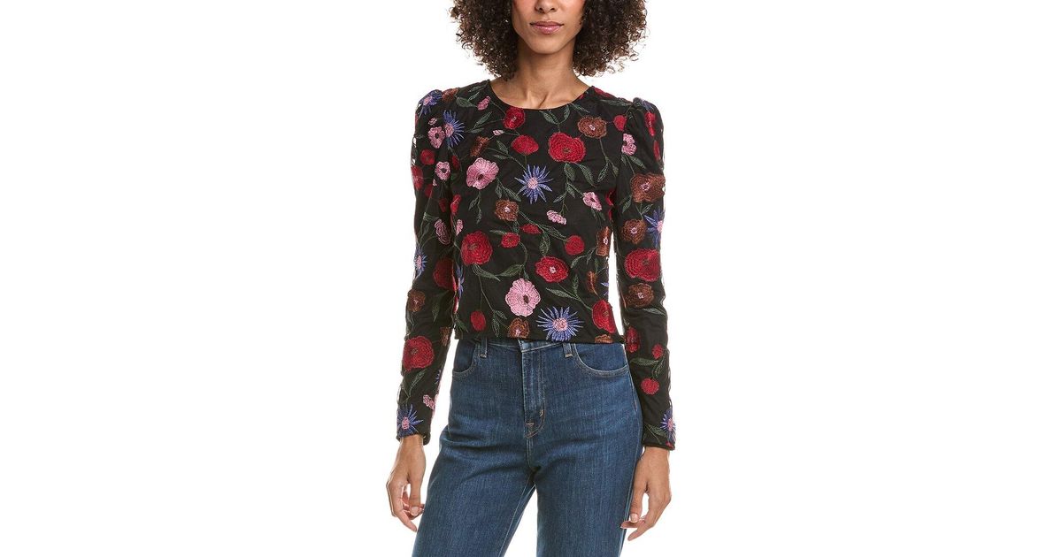 Saltwater Luxe Embroidered Mesh Top in Black | Lyst UK