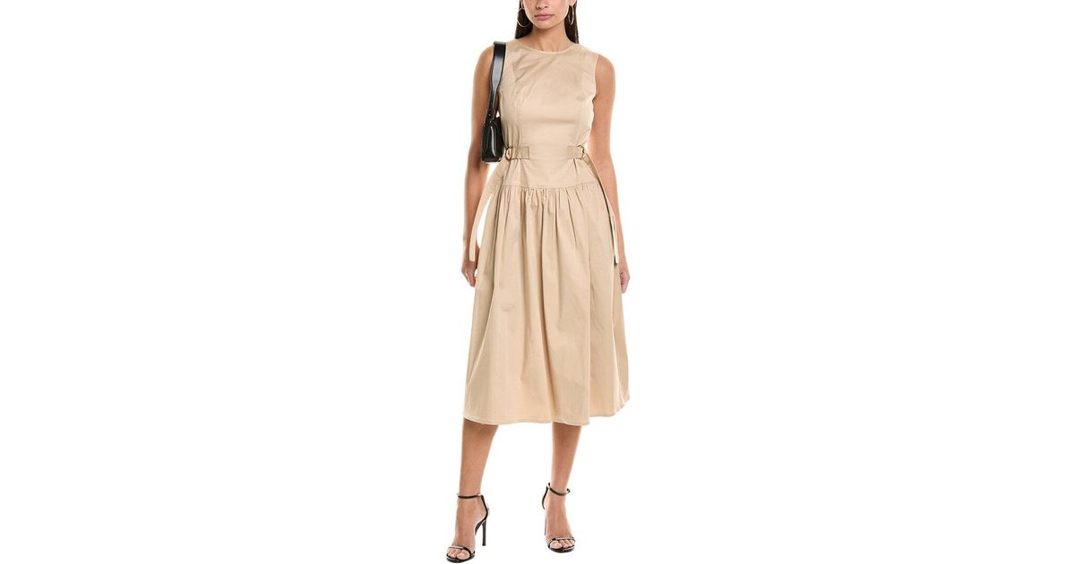 Shoshanna Clark Midi Dress in Natural | Lyst