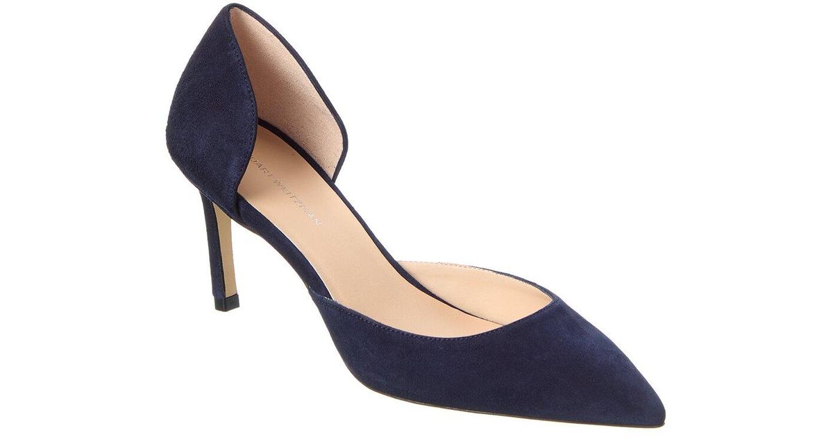 Stuart Weitzman Mara 75 Dorsay Suede Pump in Blue | Lyst UK