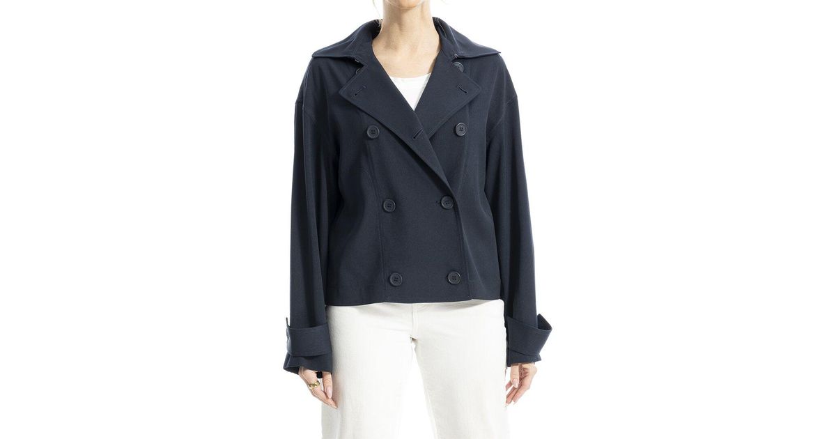 Max Studio Double Breasted Short Jacket in Blue | Lyst