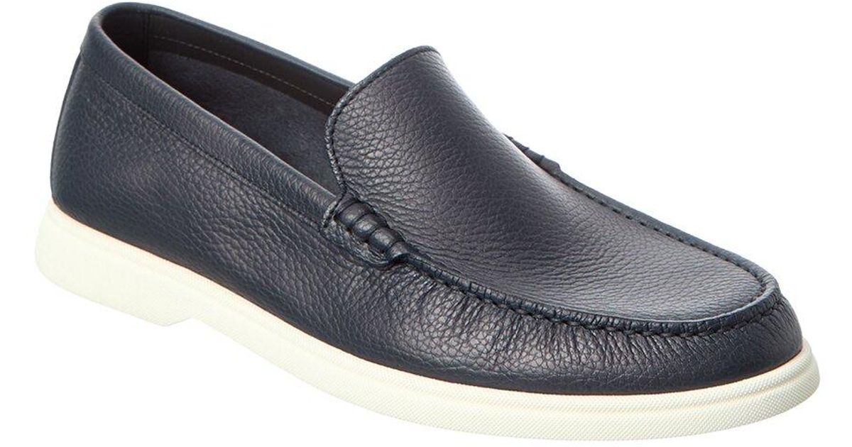 BOSS Sienne Leather Moccasin in Blue for Men | Lyst UK