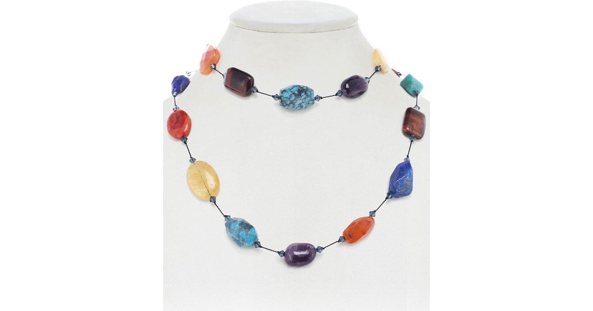 Margo Morrison Large Multi-Stone Toggle Necklace in Blue | Lyst UK