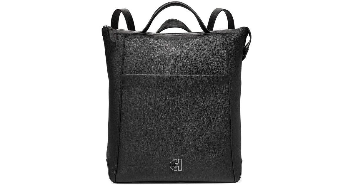 Cole Haan Grand Ambition Large Leather Backpack in Black | Lyst