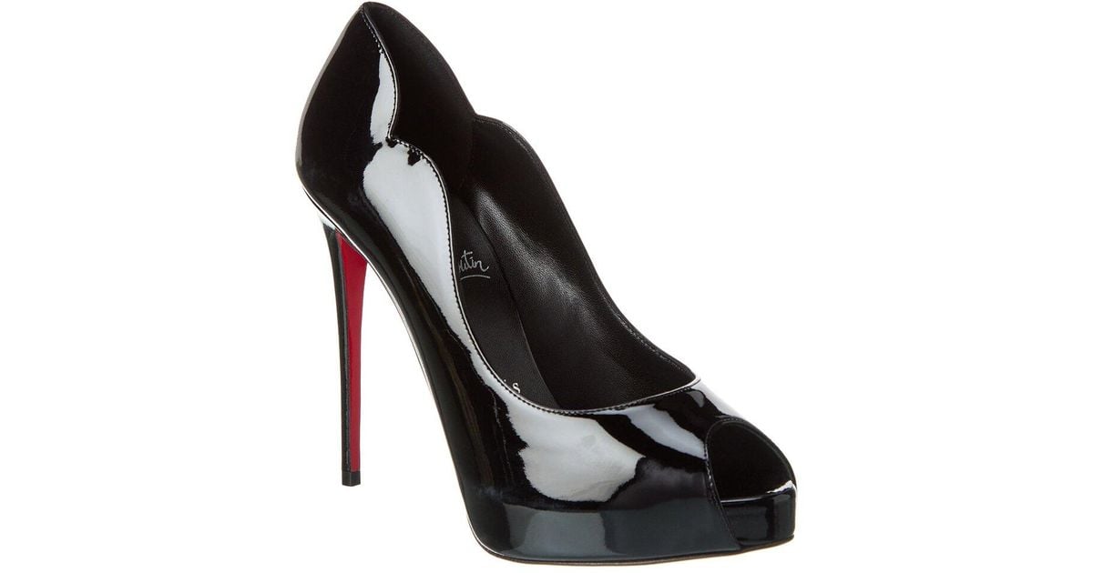 Christian Louboutin Hot Chick Alta 120 Patent Sandal in Black | Lyst