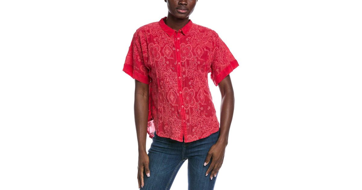 Johnny Was The Audrey Short Sleeve Shirt in Red | Lyst UK