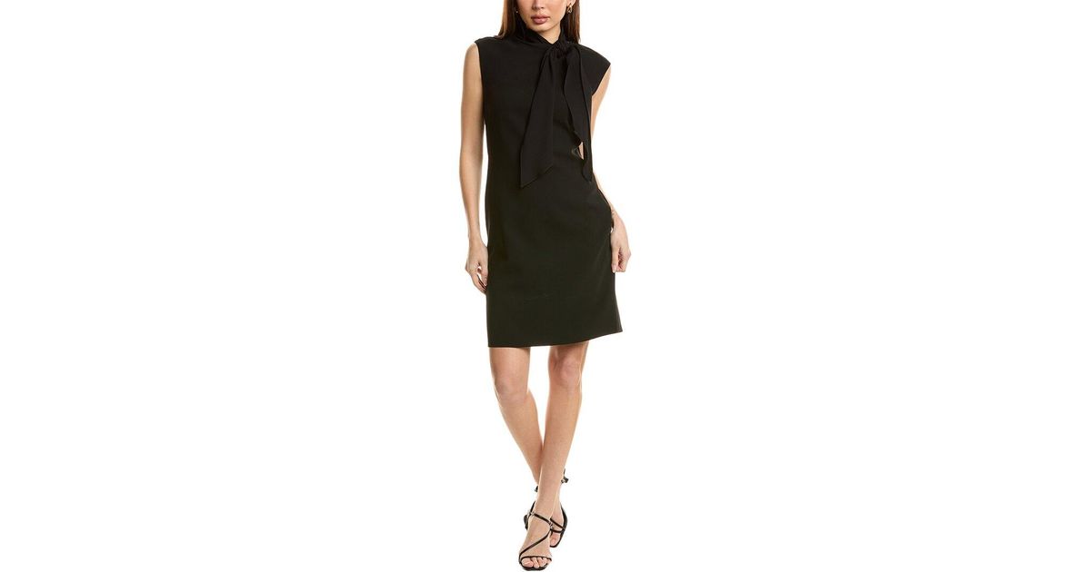 Lafayette 148 New York Tie Neck Sheath Dress in Black | Lyst