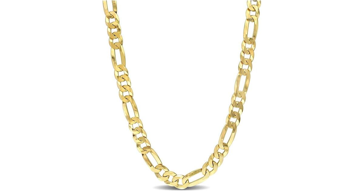 Italian Silver 18K Over Flat Figaro Chain Necklace in Metallic | Lyst UK