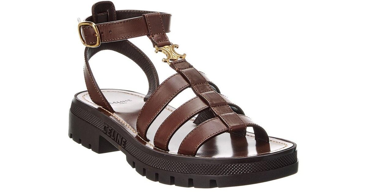 Celine Clea Leather Gladiator Sandal in Brown | Lyst