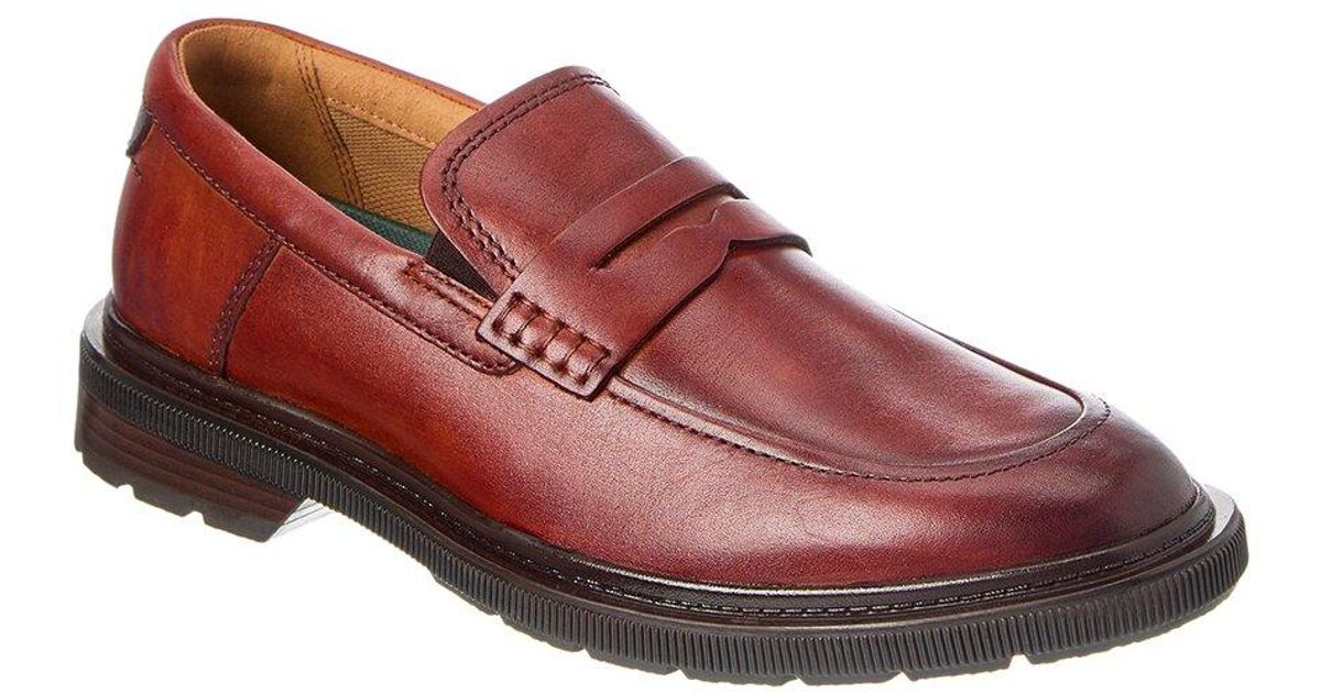 Clarks Collection Burchill Leather Penny Loafer in Red for Men | Lyst UK