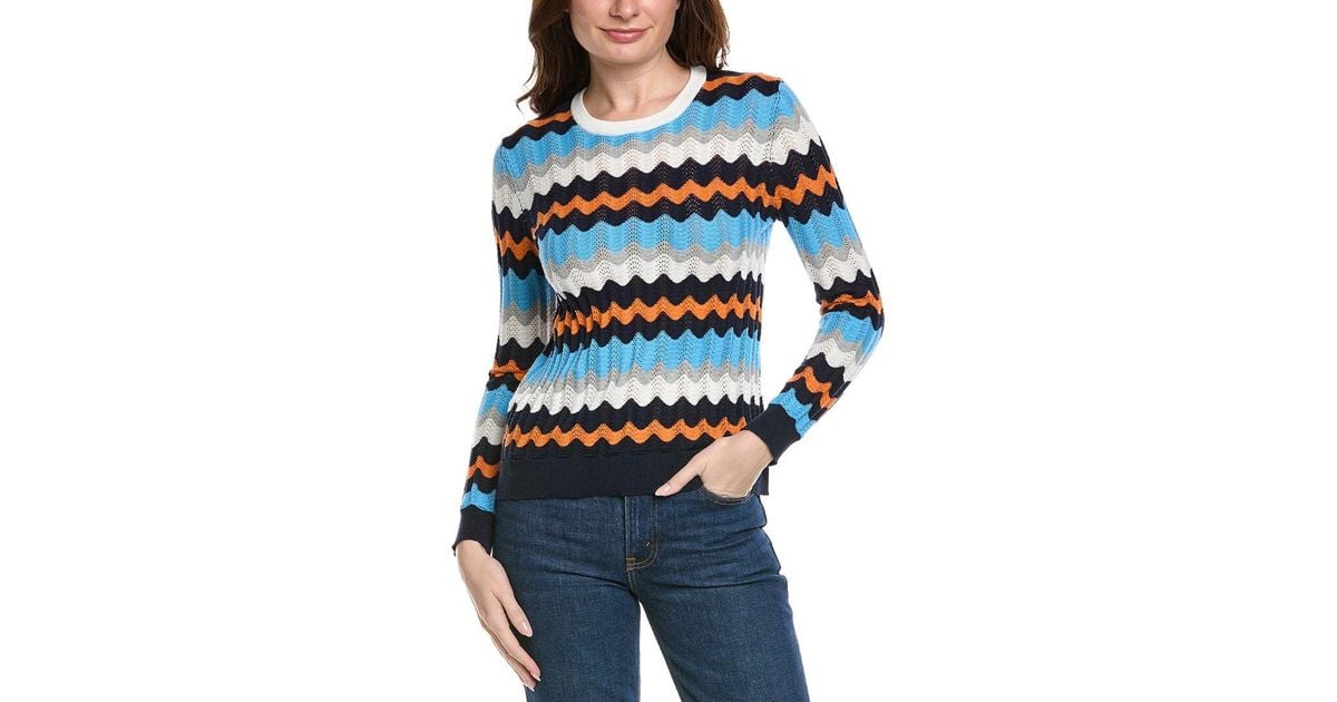 Hannah Rose Zig Zag Pattern Cashmere-Blend Sweater in Blue | Lyst UK