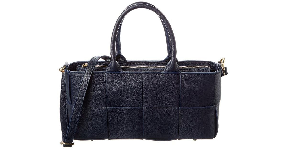 Isabella Rossetti Samantha Hand-Woven Leather Shoulder Bag in Blue ...