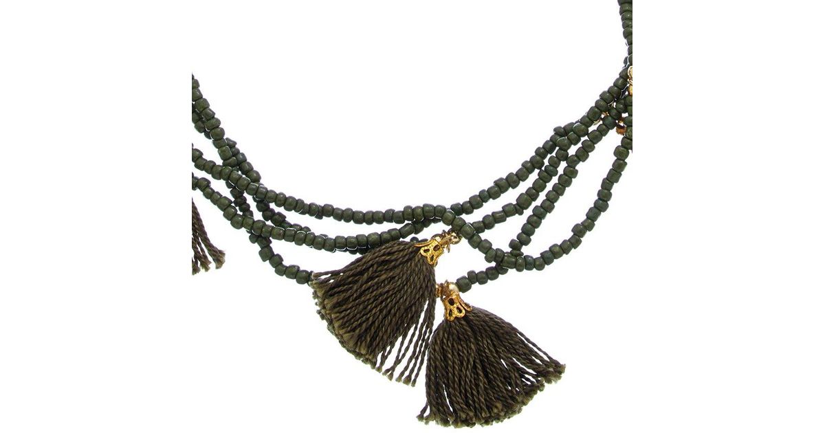 Roberta Roller Rabbit Pom Pom Necklace Set Of 5 Military in Metallic | Lyst