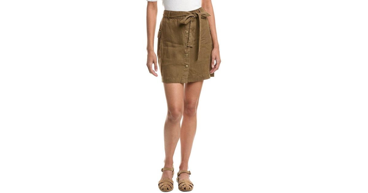 Michael Stars Martina Linen Mini Skirt in Green | Lyst UK