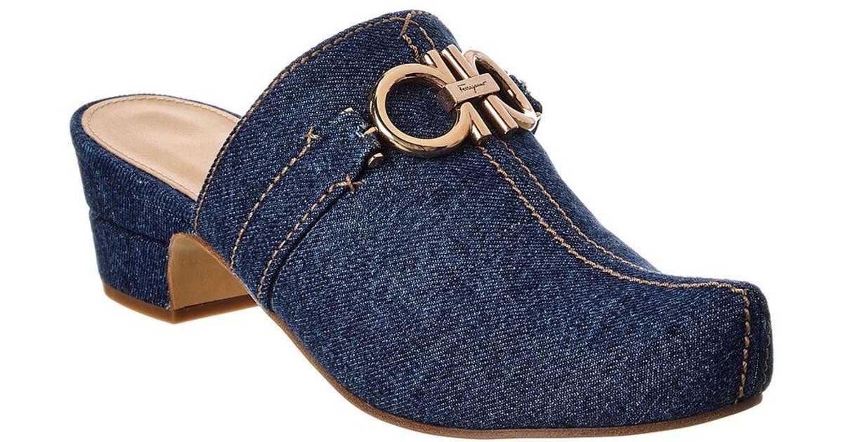 Ferragamo Phobos Denim Mule in Blue | Lyst UK