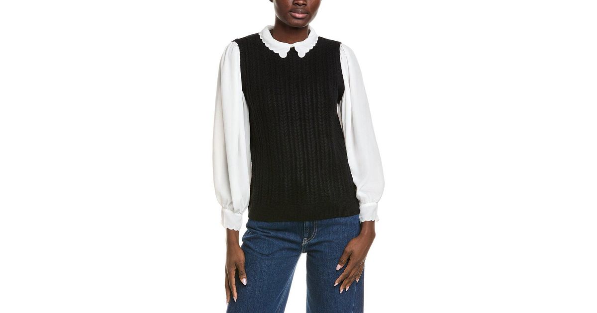Cece Two-Fer Sweater in Black | Lyst UK