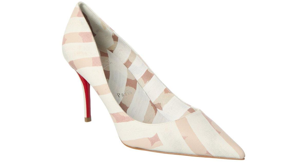 Christian Louboutin Miss Z 80 Linen Pump in White | Lyst