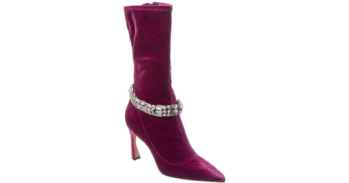 Alexandre Birman Riviera Velour Boot in Purple | Lyst