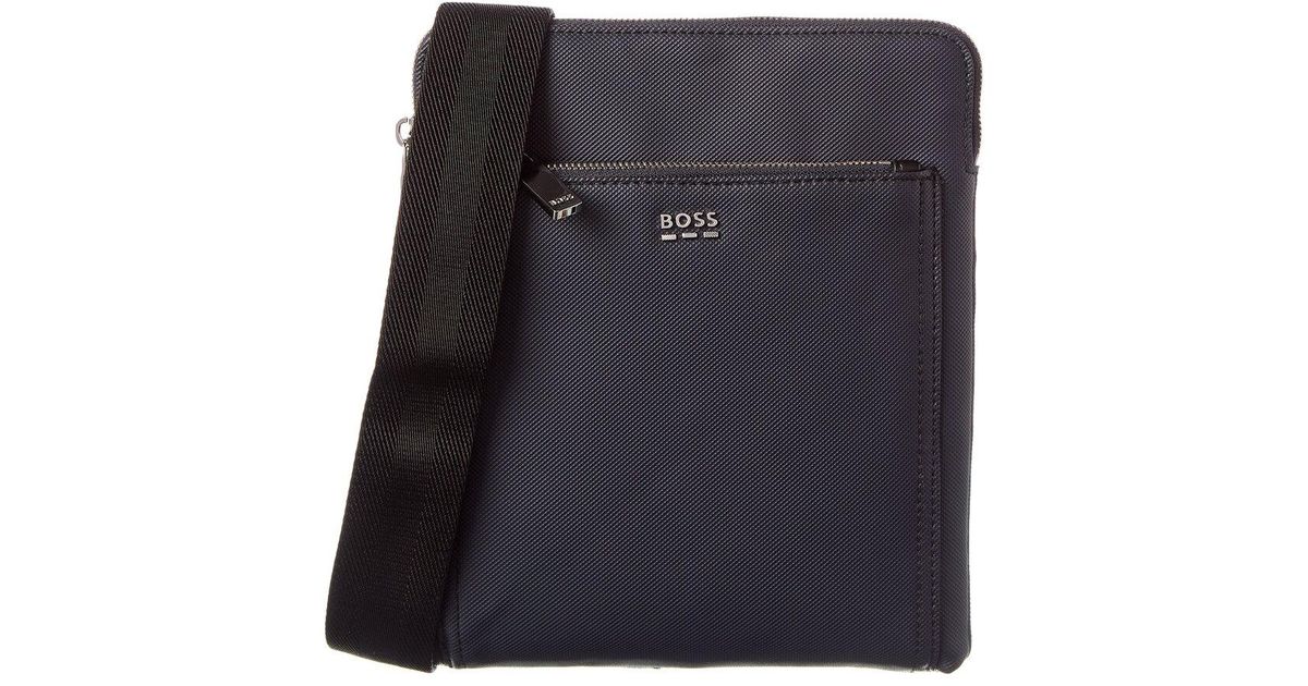 BOSS Zair M Ns Zip Leather Reporter Bag in Black for Men | Lyst