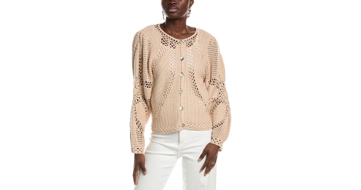 FARM Rio Draw Crochet Cardigan in Natural | Lyst
