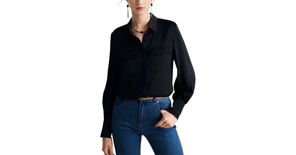 Adele Berto Silk Blouse in Blue | Lyst UK