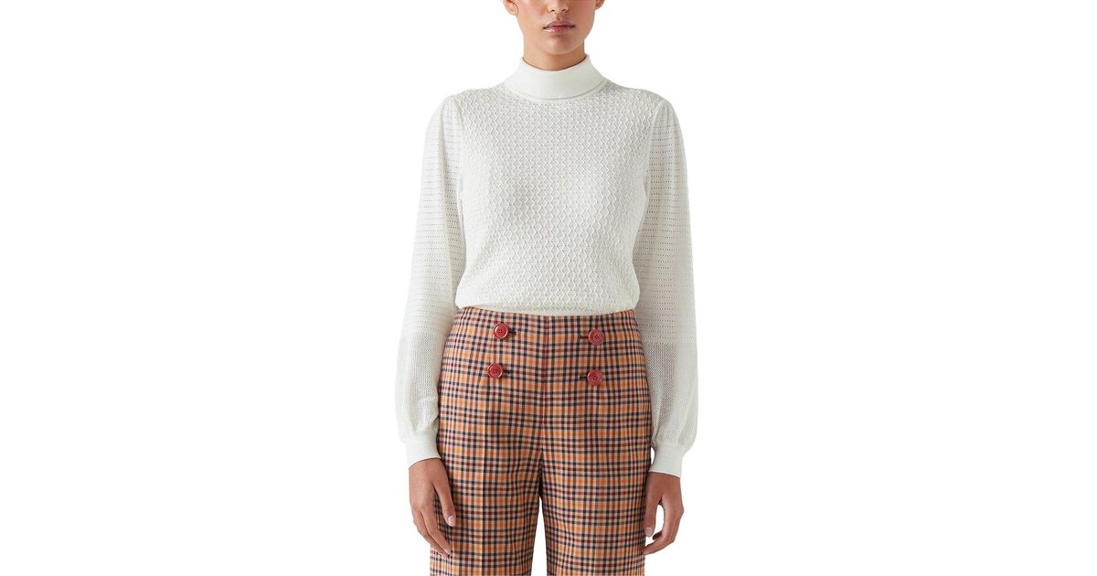 LK Bennett Silk-Blend Theresa Knitted Top in White | Lyst UK