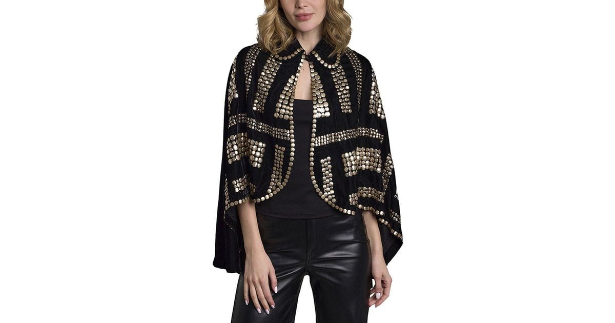 Saachi Velvet Sequin Capelet in Black | Lyst