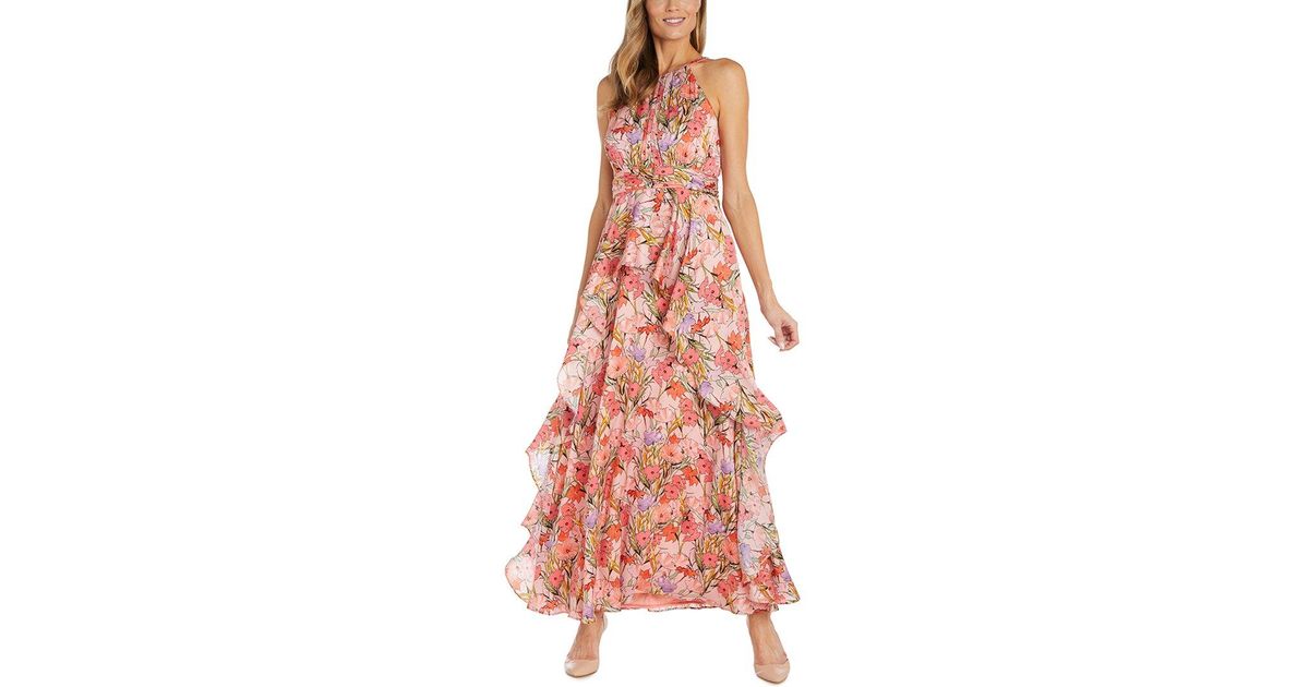 R & M Richards Yoryu Satin Peplum Maxi Dress in Red | Lyst