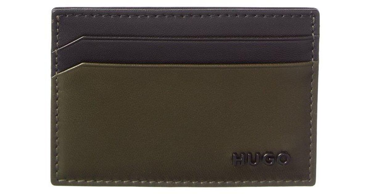 BOSS Mett Leather Card Holder in Grey for Men | Lyst UK