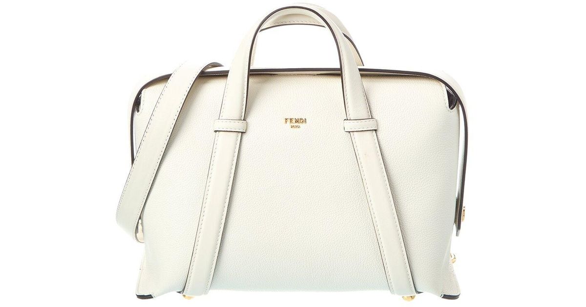 Fendi Boston 365 Leather Bag in Natural | Lyst
