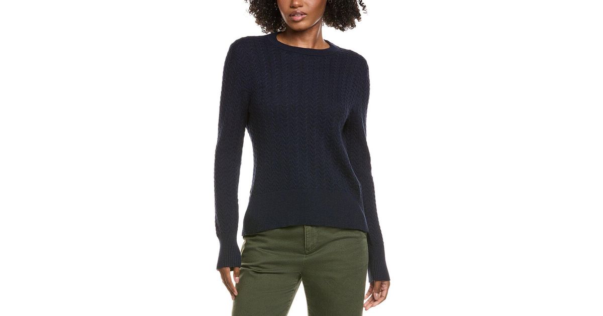 Hannah Rose Vertical Cable Cashmere-Blend Pullover in Blue | Lyst UK