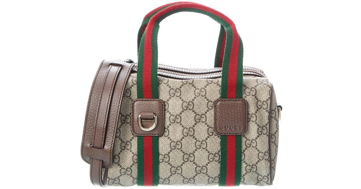 Gucci Mini Gg Supreme Canvas & Leather Shoulder Bag in Brown | Lyst UK