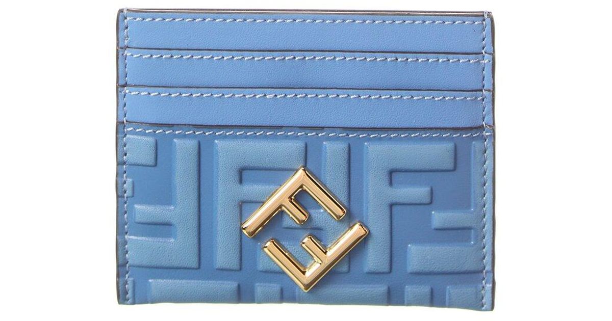 Fendi Ff Diamonds Leather Card Holder in Blue | Lyst UK