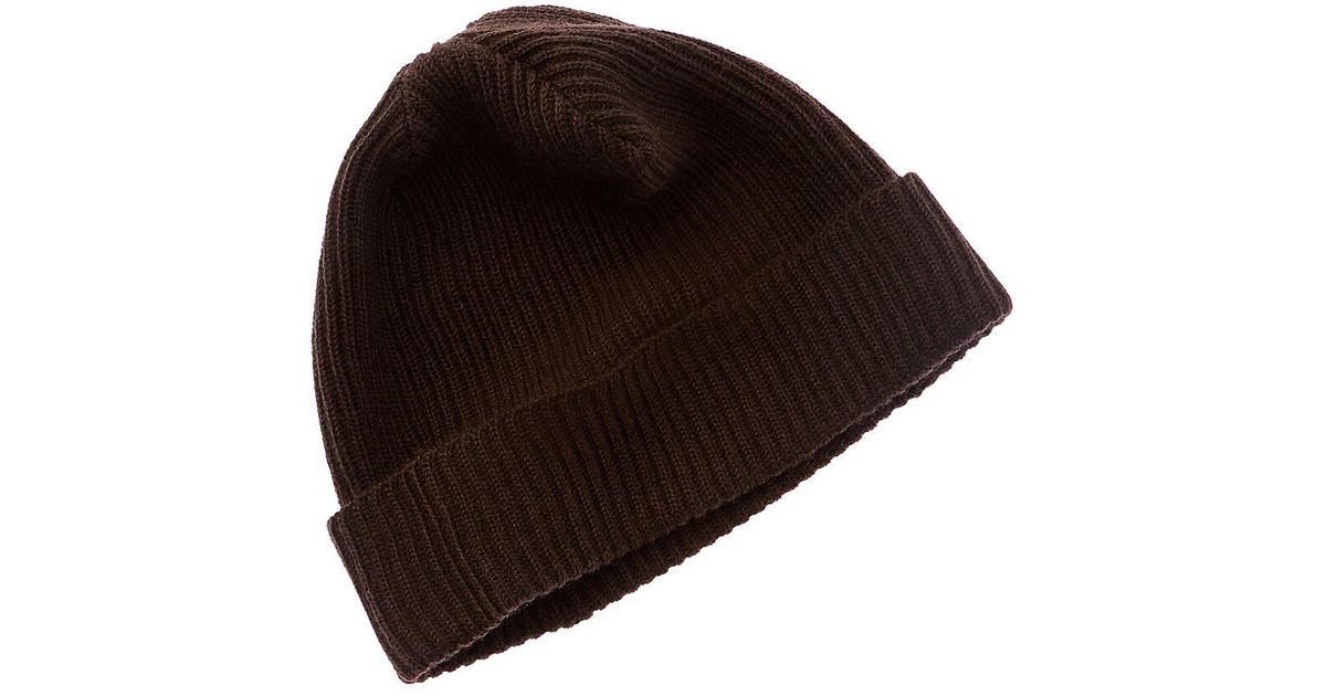 Portolano Folded Cuff Ribbed Wool Beanie in Black for Men | Lyst UK