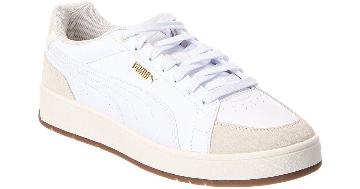 PUMA Court Classico Sport Leather Sneaker in White for Men | Lyst