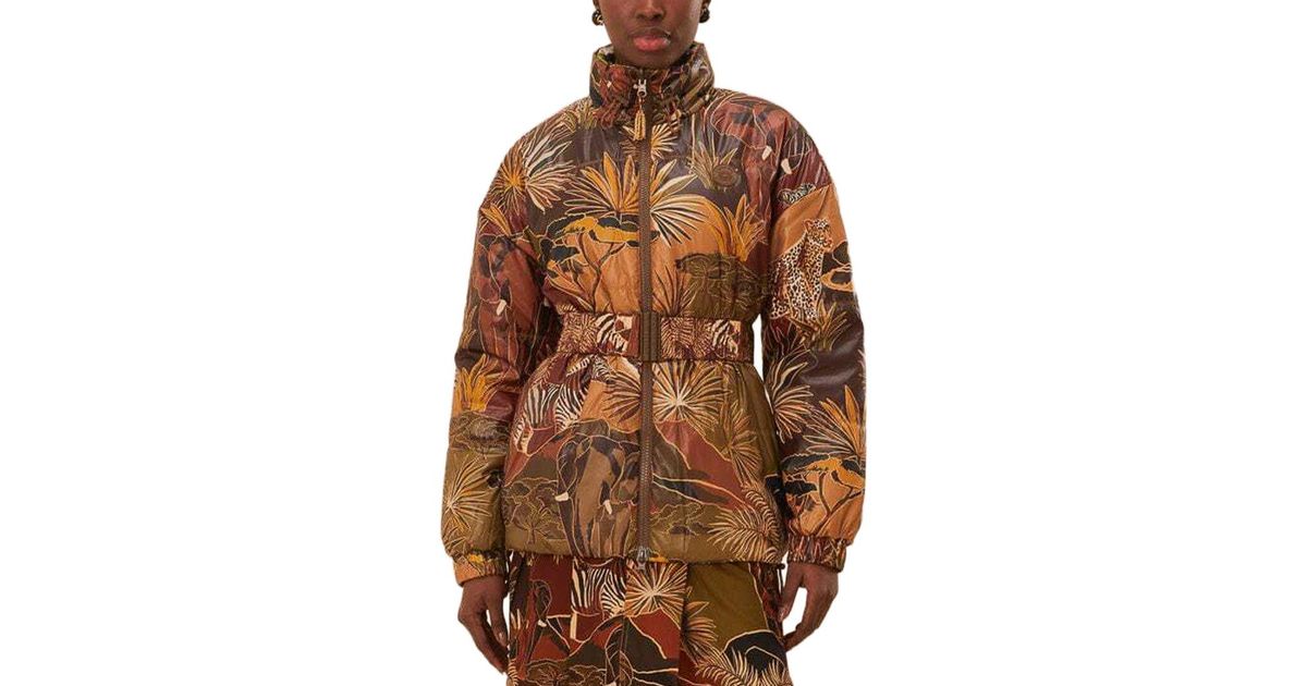 FARM Rio Savana Dream Reversible Puffer Jacket in Brown | Lyst Australia