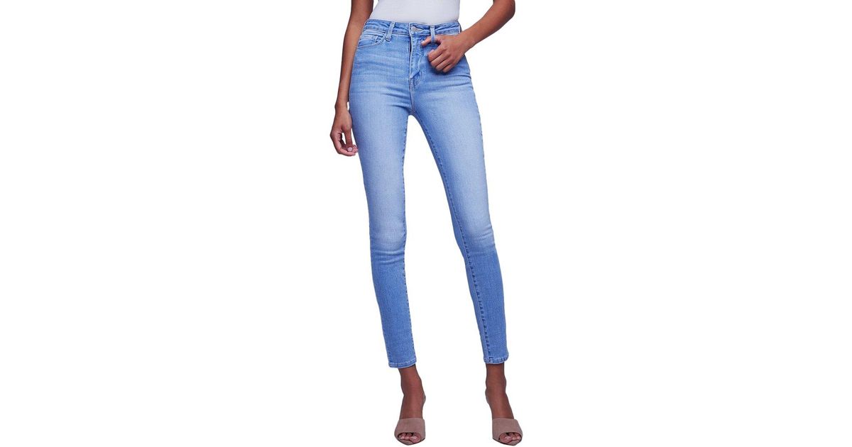 L'Agence Monique Ultra High Rise Skinny Jean in Blue | Lyst UK