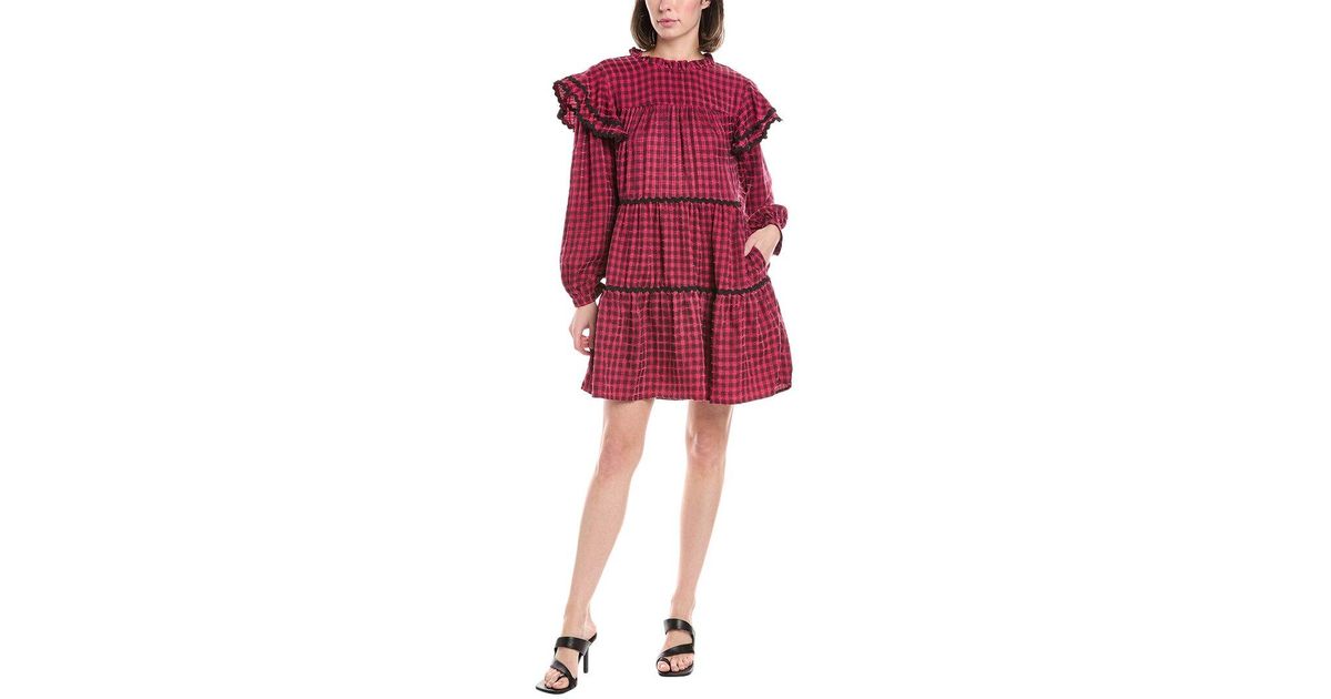 Harper Tiered Chenille Check Mini Dress | Lyst