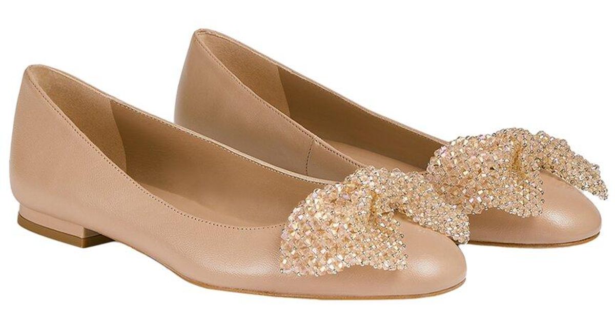LK Bennett Christa Nappa Leather Flats in Brown | Lyst