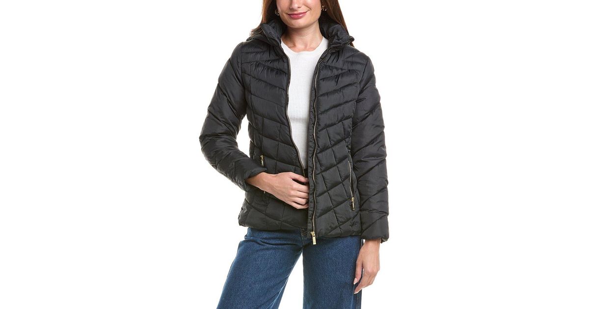 Nicole Miller Matte Puffer Jacket in Black | Lyst